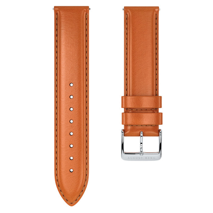 Light Brown Leather Silver Buckle Watch Strap – August Berg